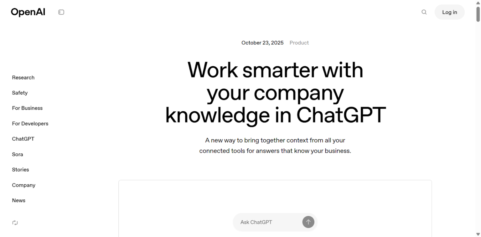 ChatGPT「Company Knowledge」最新解説！社内データ連携で業務がもっとスマートに | WEEL
